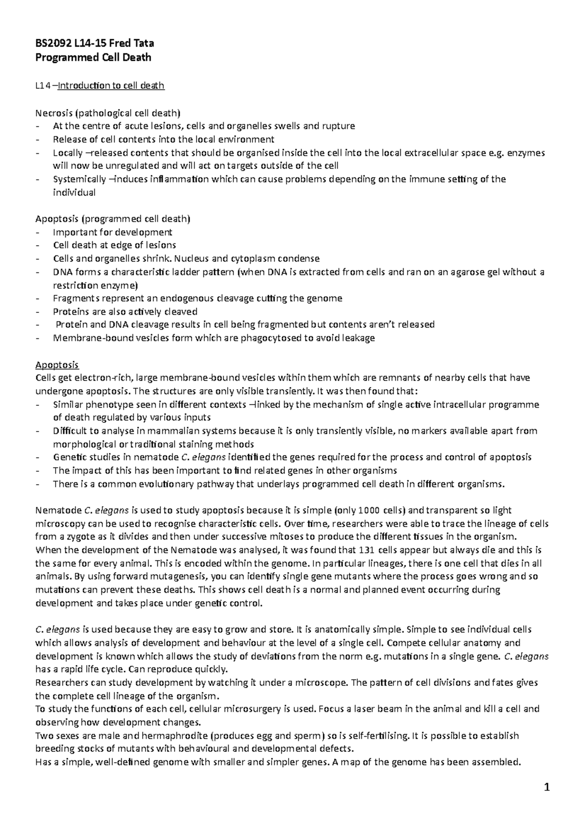 Tata Cell Death - BS2092 L14-15 Fred Tata Programmed Cell Death L14 ...