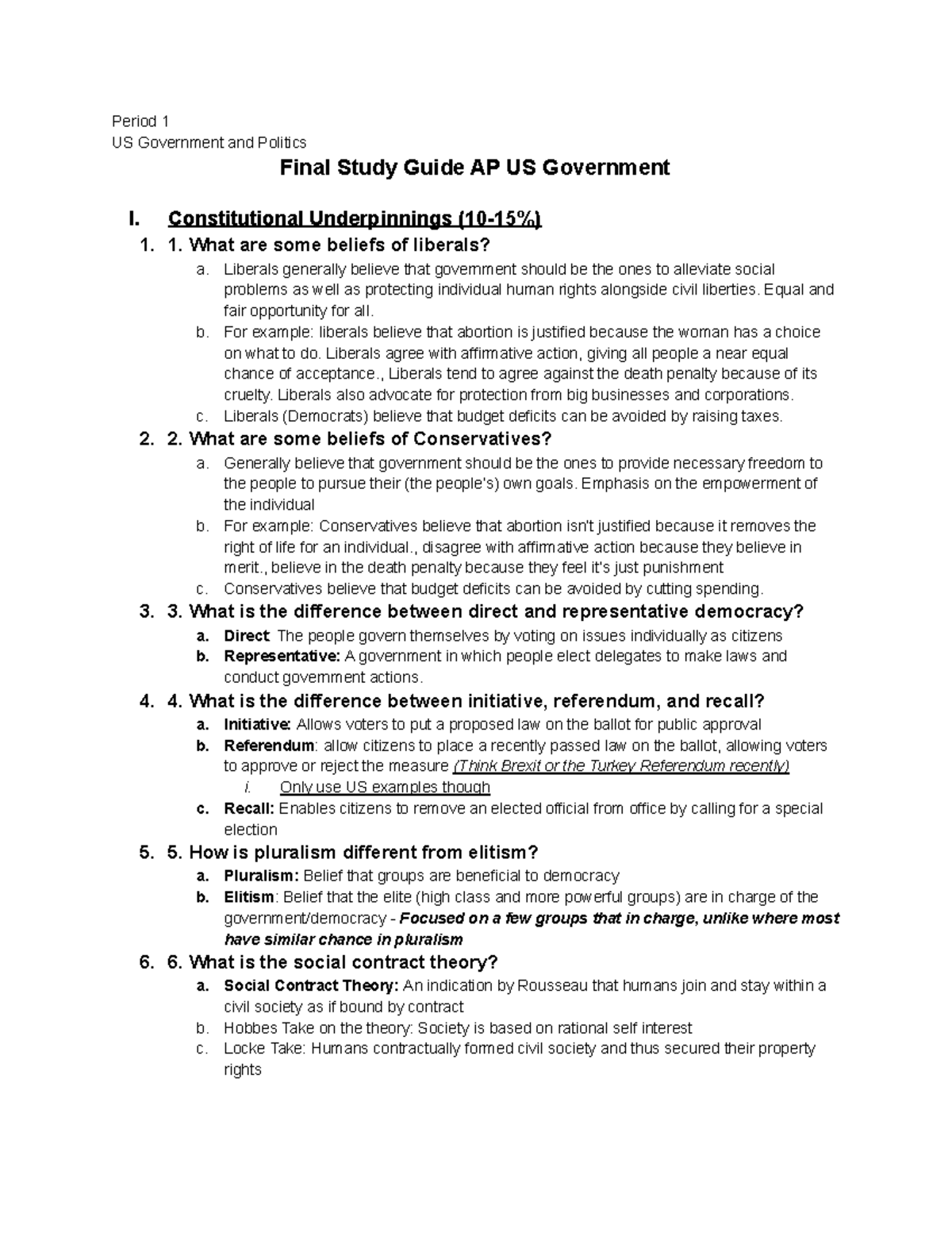 Period 1 US Government and Politics Final Study Guide - Studocu