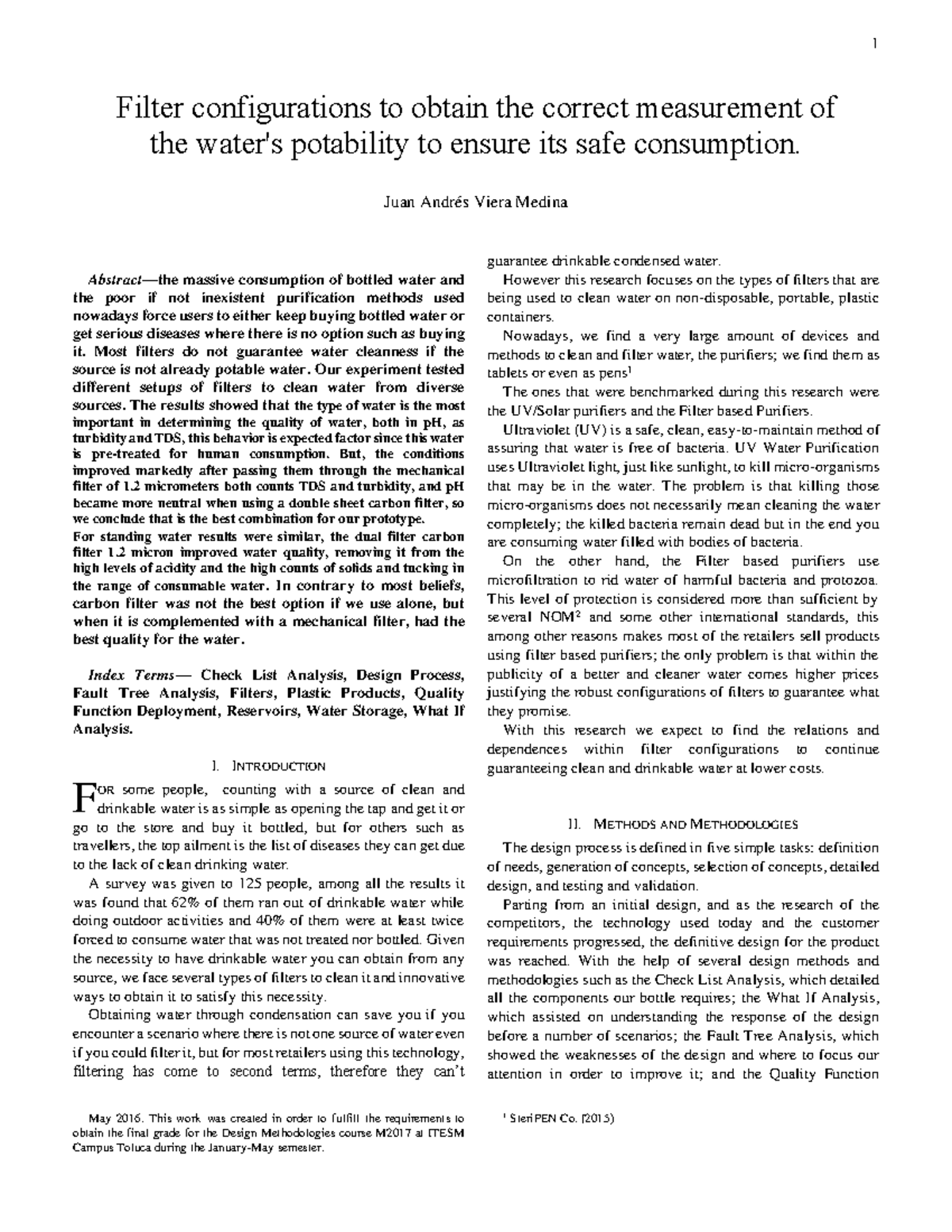 Paper R2 - Water - Abstract —the massive consumption of bottled water ...