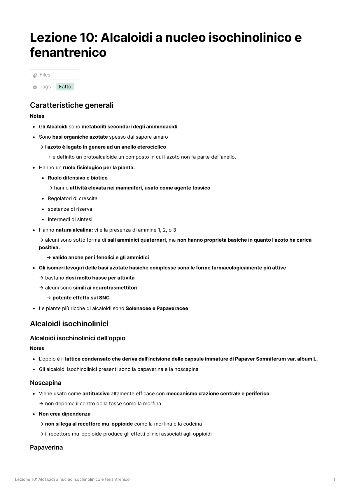 Parte monografica farmacognosia - Lezione 10 Alcaloidi a nucleo ...