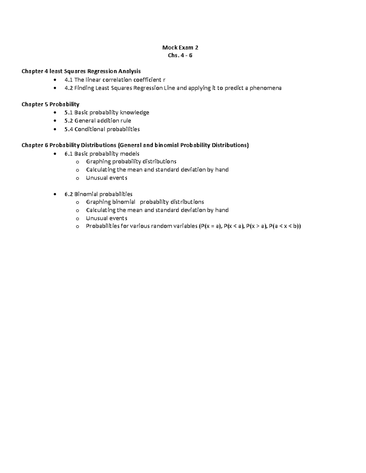 Mock Exam 2 - math practice exam/study guide for chapters 4-6 - MAP ...