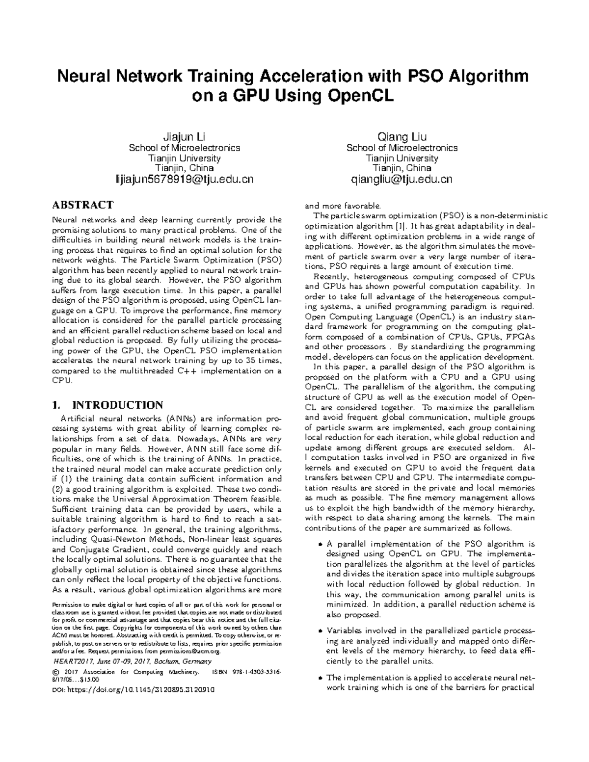 Neural Network Training Acceleration With Pso Algorithm On A Gpu Using Open Cl Neural Network 6203