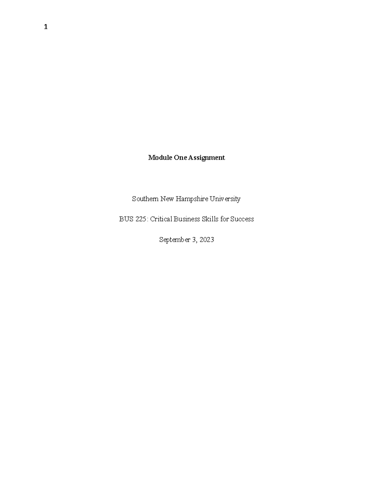 BUS225 Module One Assignment - Module One Assignment Southern New ...