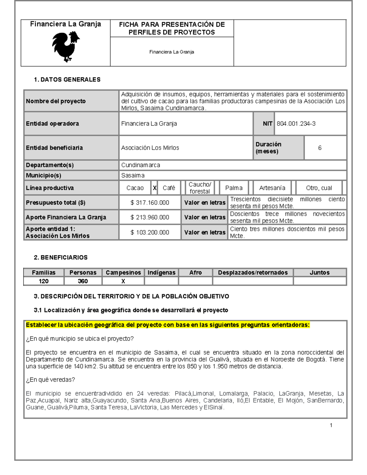 Perfil de proyecto productivo de la unidad productiva. GA1-280301200-AA1-EV02 - 1. DATOS ...