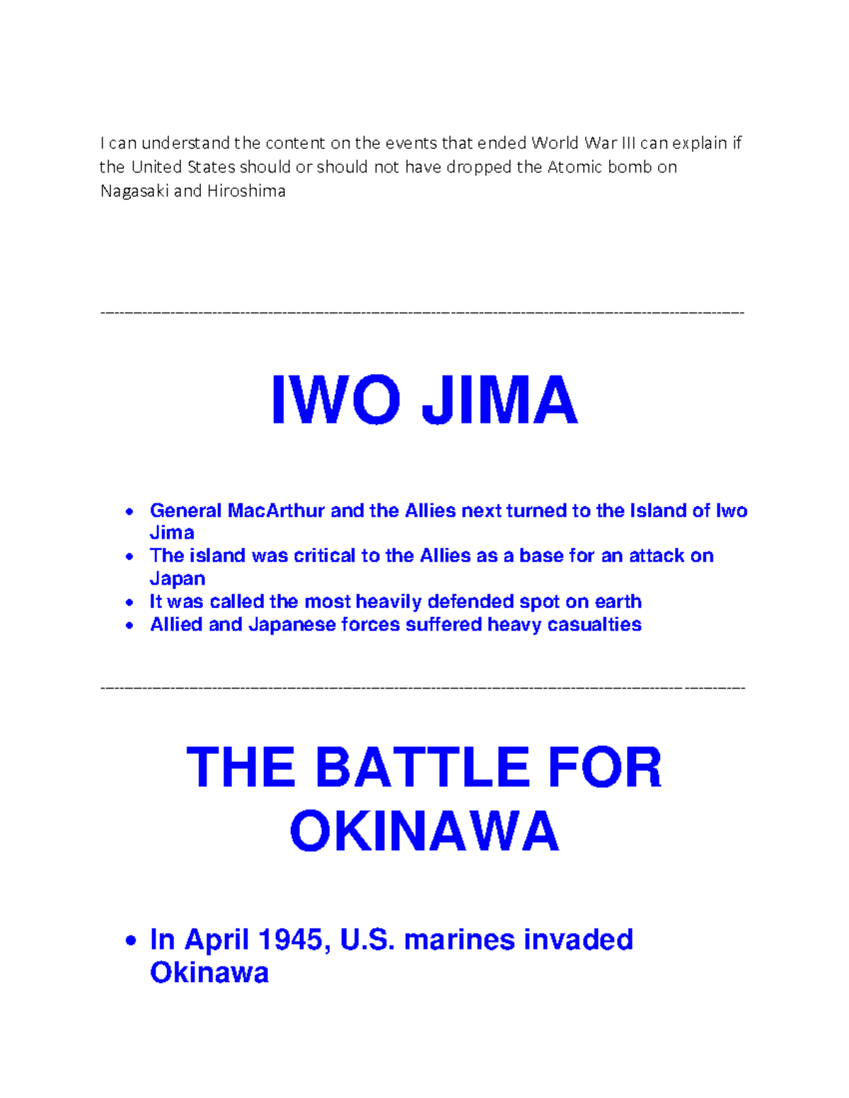 World History WW1 - WW2 contemporary Notes and study Guide - I can ...