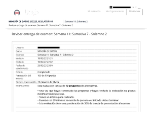 Examen Semana 11 Sumativa 7 - Solemne 2 - Final - 23/5/23, 19:56 Examen: Semana 11: Sumativa 7 ...