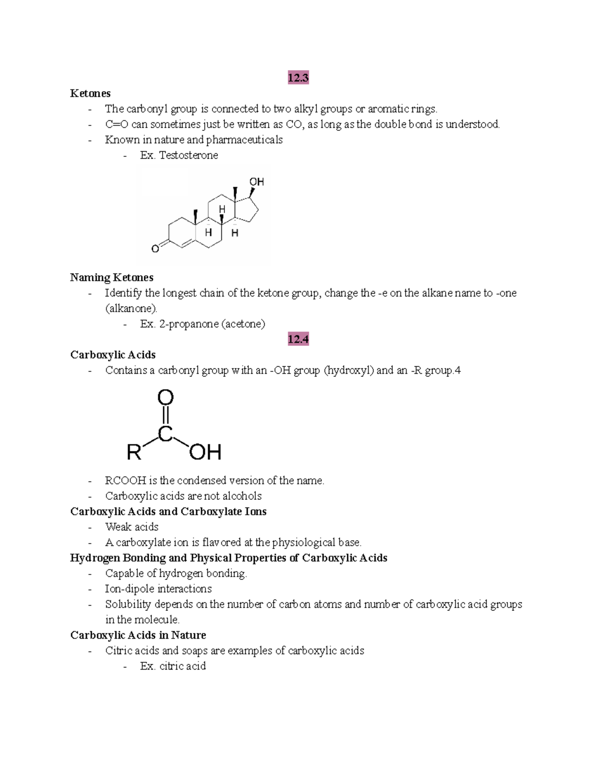 CHEM 1130 - 12 - Dafhne Aguirre Chemistry for Nursing Students Esters and Amides - 12. Ketones ...