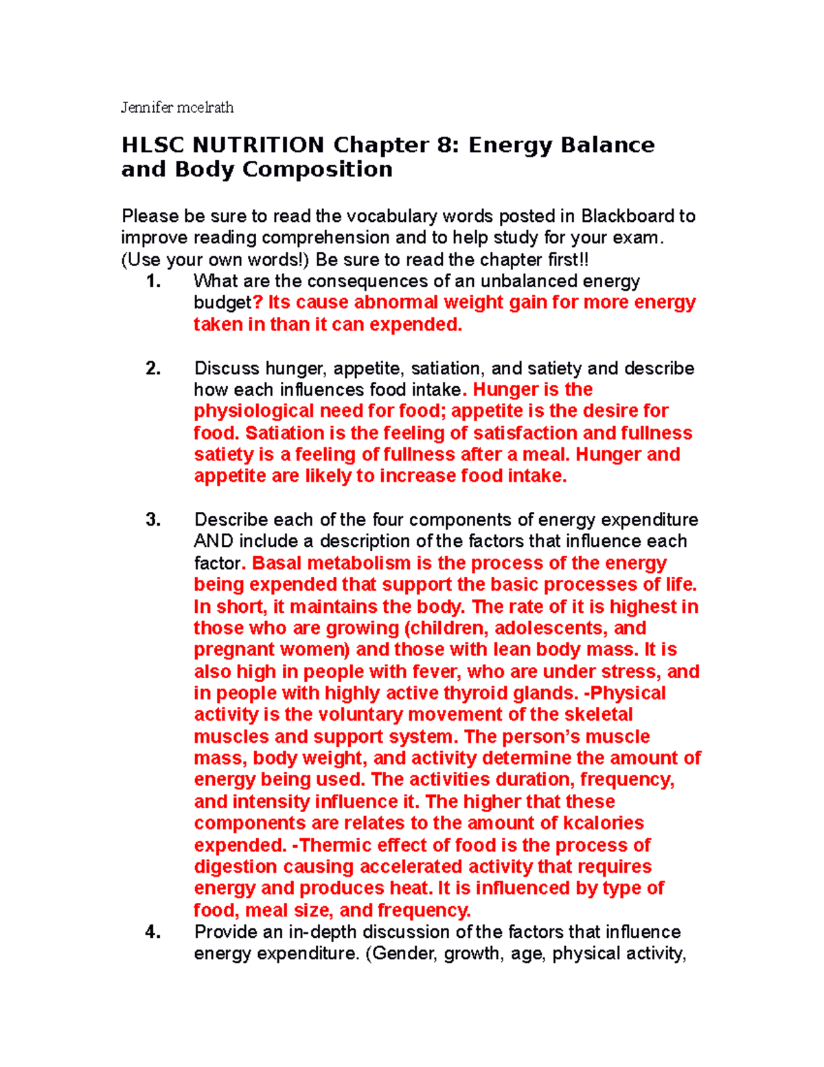 Chapter 8 Nutrition Homework Assignment - Jennifer mcelrath HLSC ...