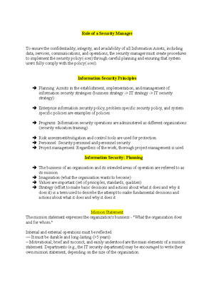 What is security - Lecture notes 1 - Managing IT Security and Risk What ...
