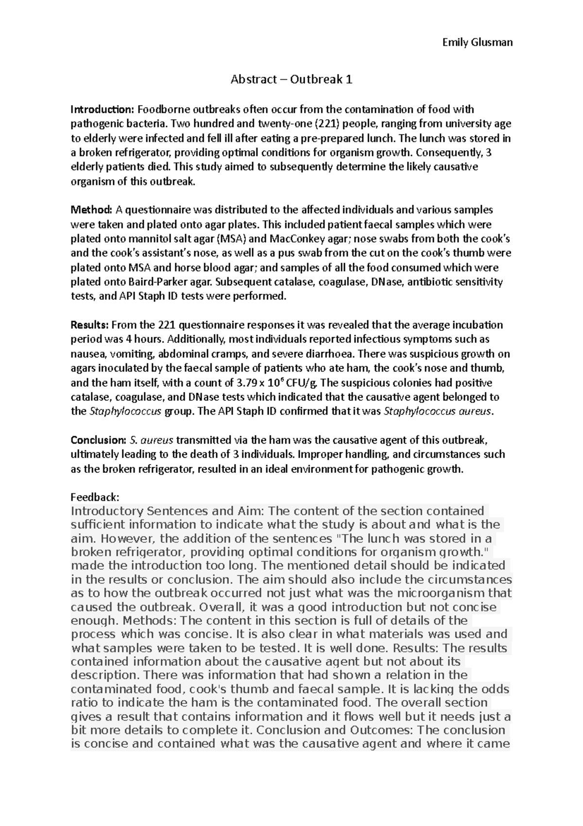 Abstract Outbreak 1 with Peer Feedback Included - Emily Glusman ...