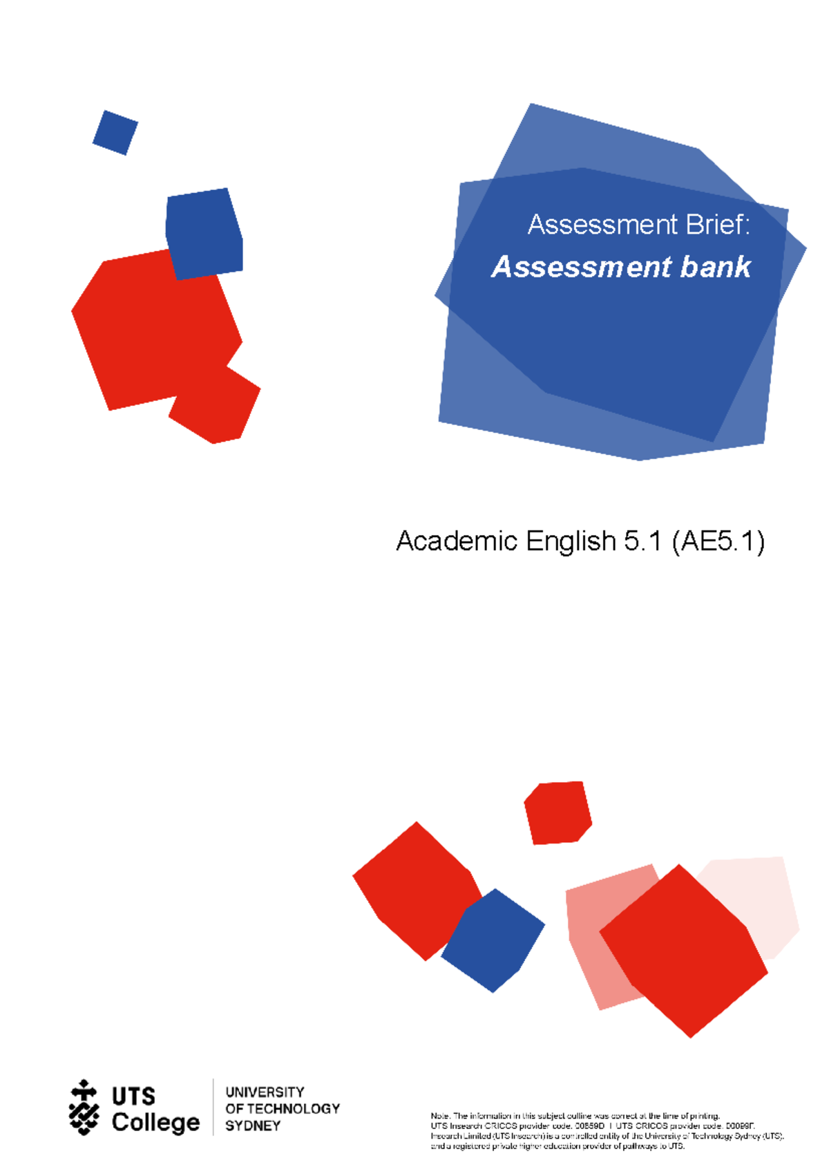 Assessment brief - assessment bank - Academic English 5. 1 (AE5 ...