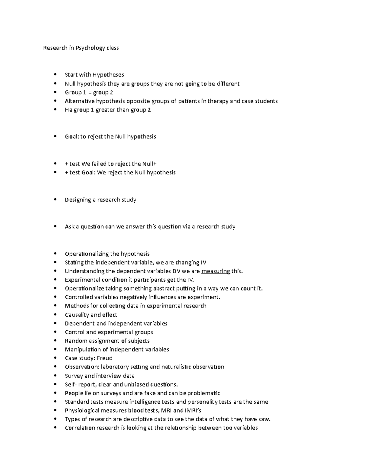 Research in Psychology class - Experimental condition it participants ...