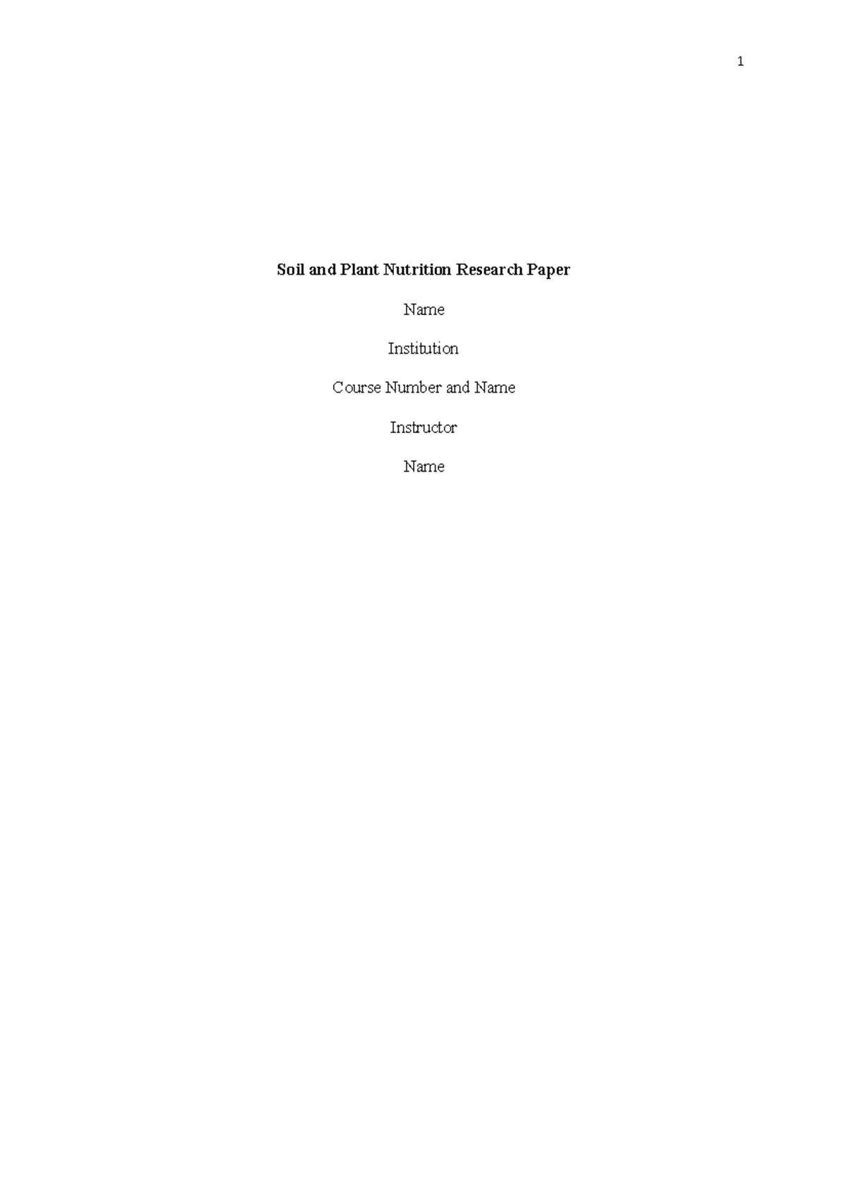 Soil and Plant Nutrition Research Paper - Soil and Plant Nutrition ...