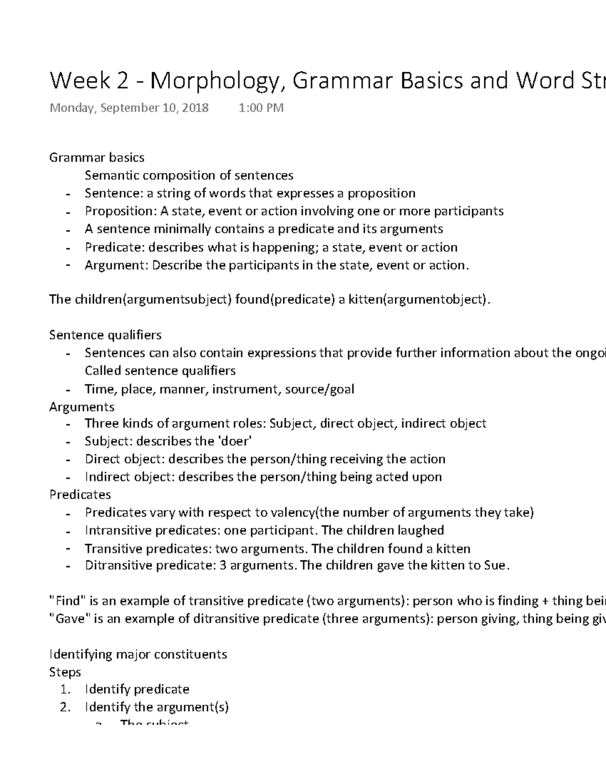 Week 2 - Morphology, Grammar Basics and Word Structure - Warning: TT ...