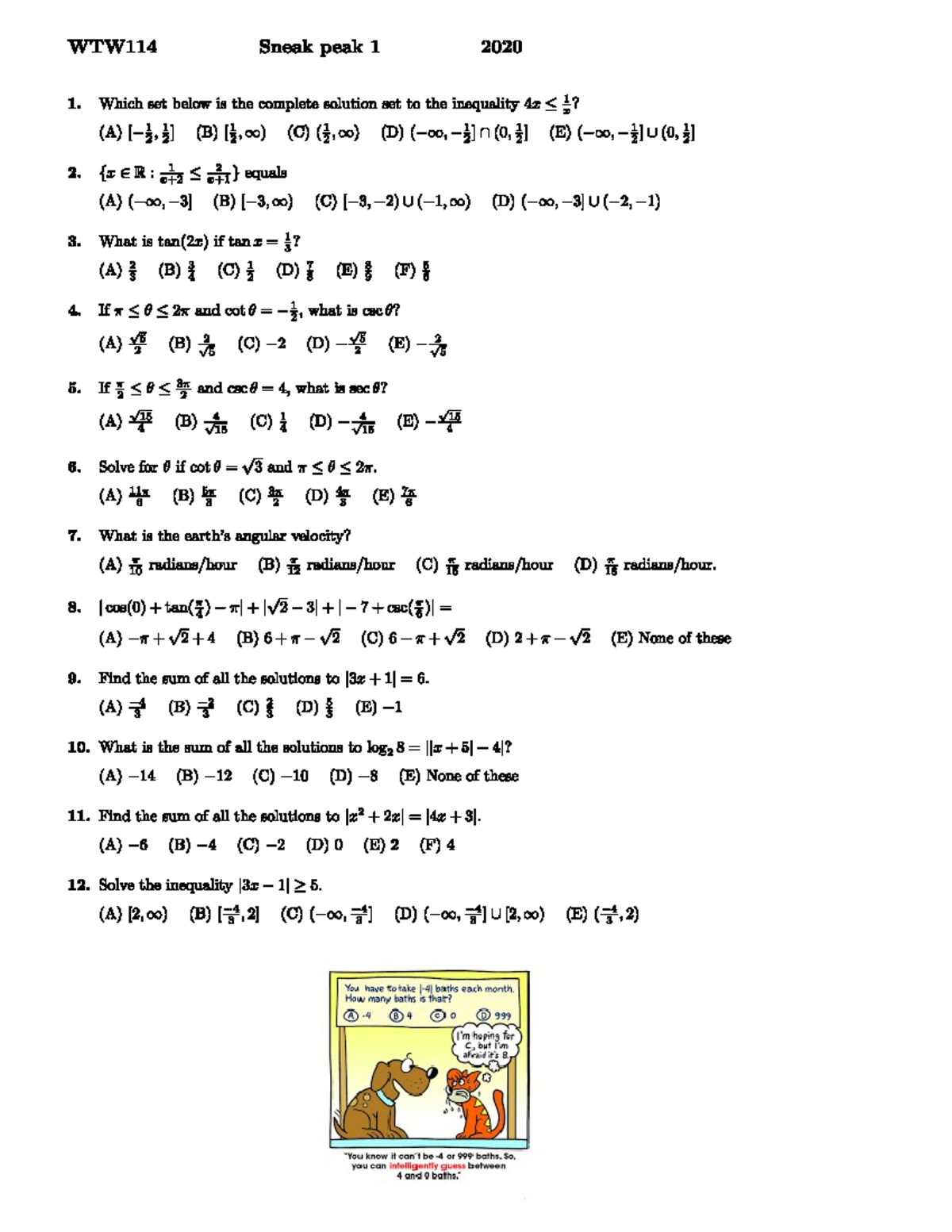 WTW 114 Tutorial 1 - WTW114 - Studocu