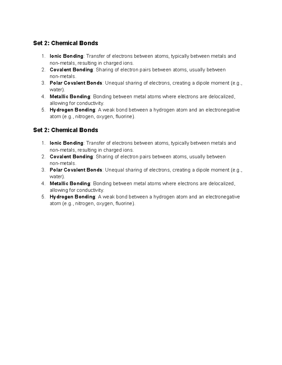Set 2 Chemical Bonds - notes - Set 2: Chemical Bonds Ionic Bonding ...