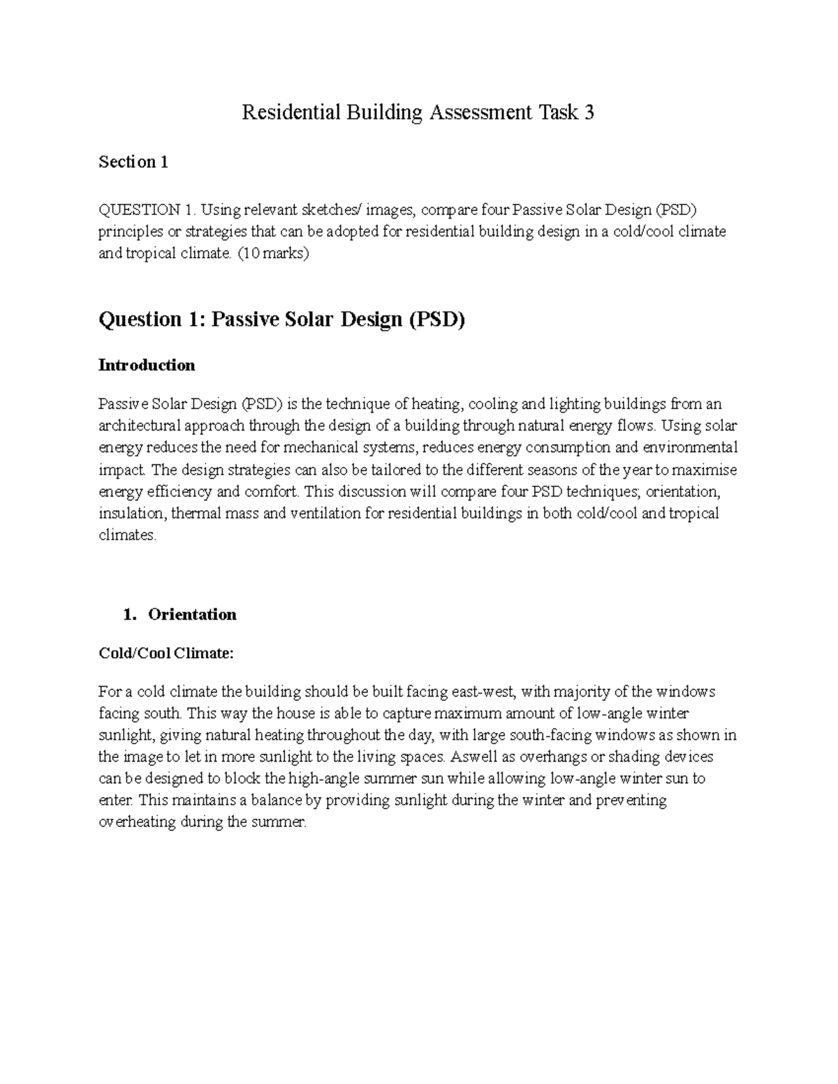 Residential Building AT3 - Residential Building Assessment Task 3 ...