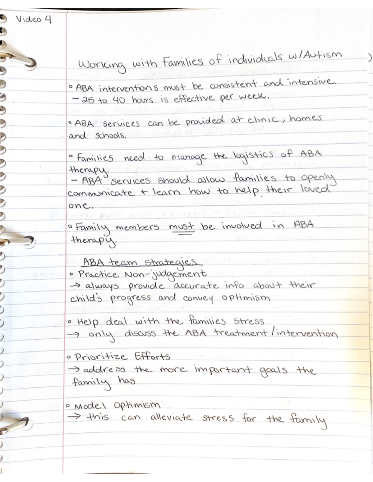 Children With Autism RBT Notes - Video 4 Working with Families O ABA ...