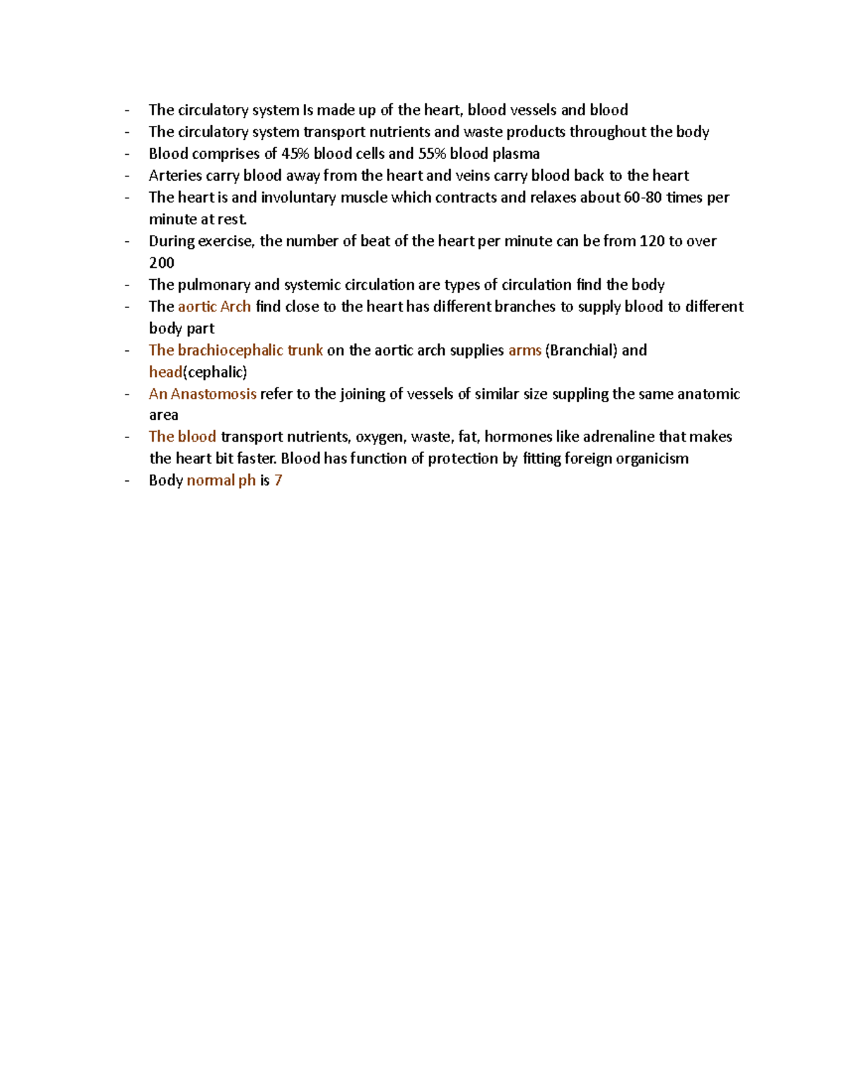 Module 5 Personal note - The circulatory system Is made up of the heart ...