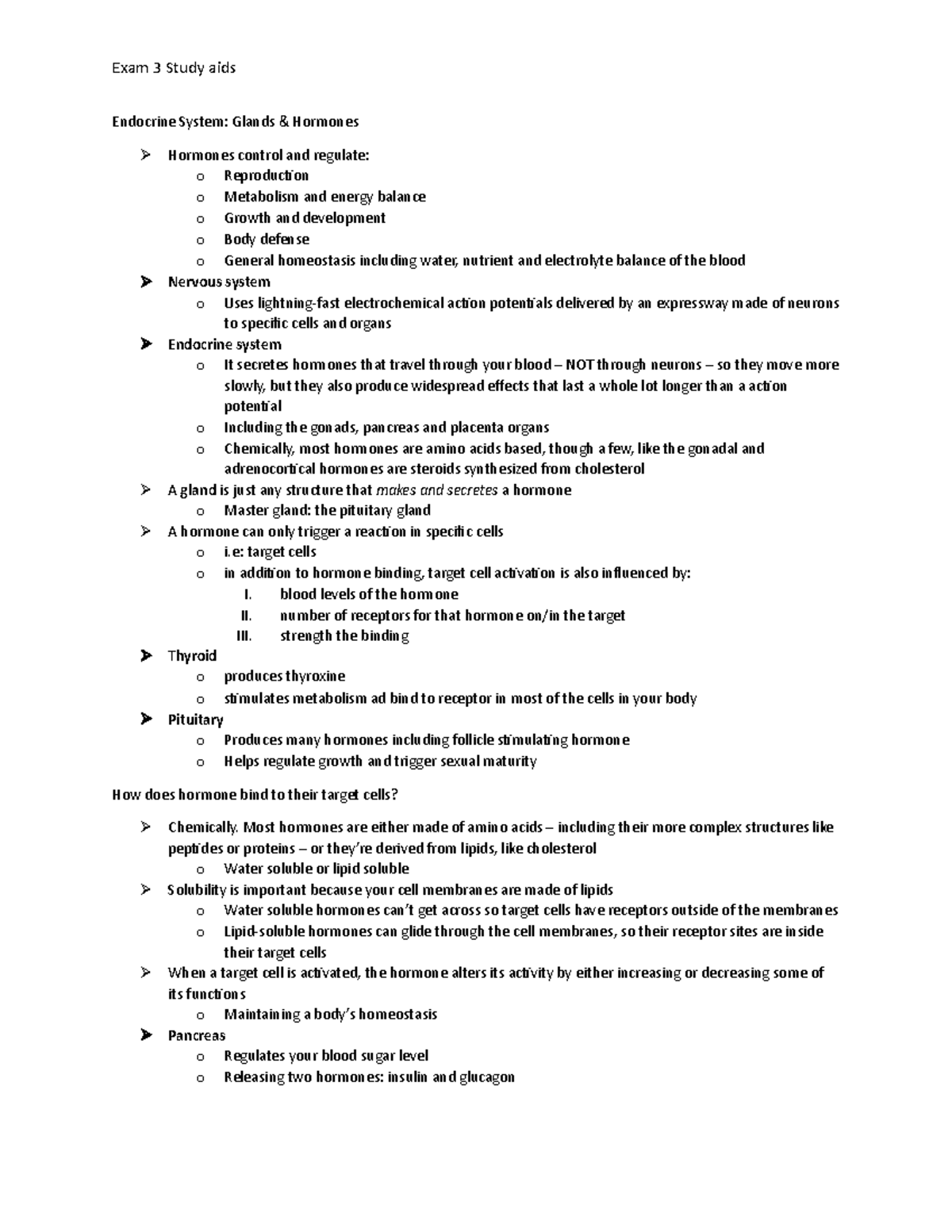 Exam 3 study guide - Endocrine, Musculoskeletal, Circulatory, Immune ...