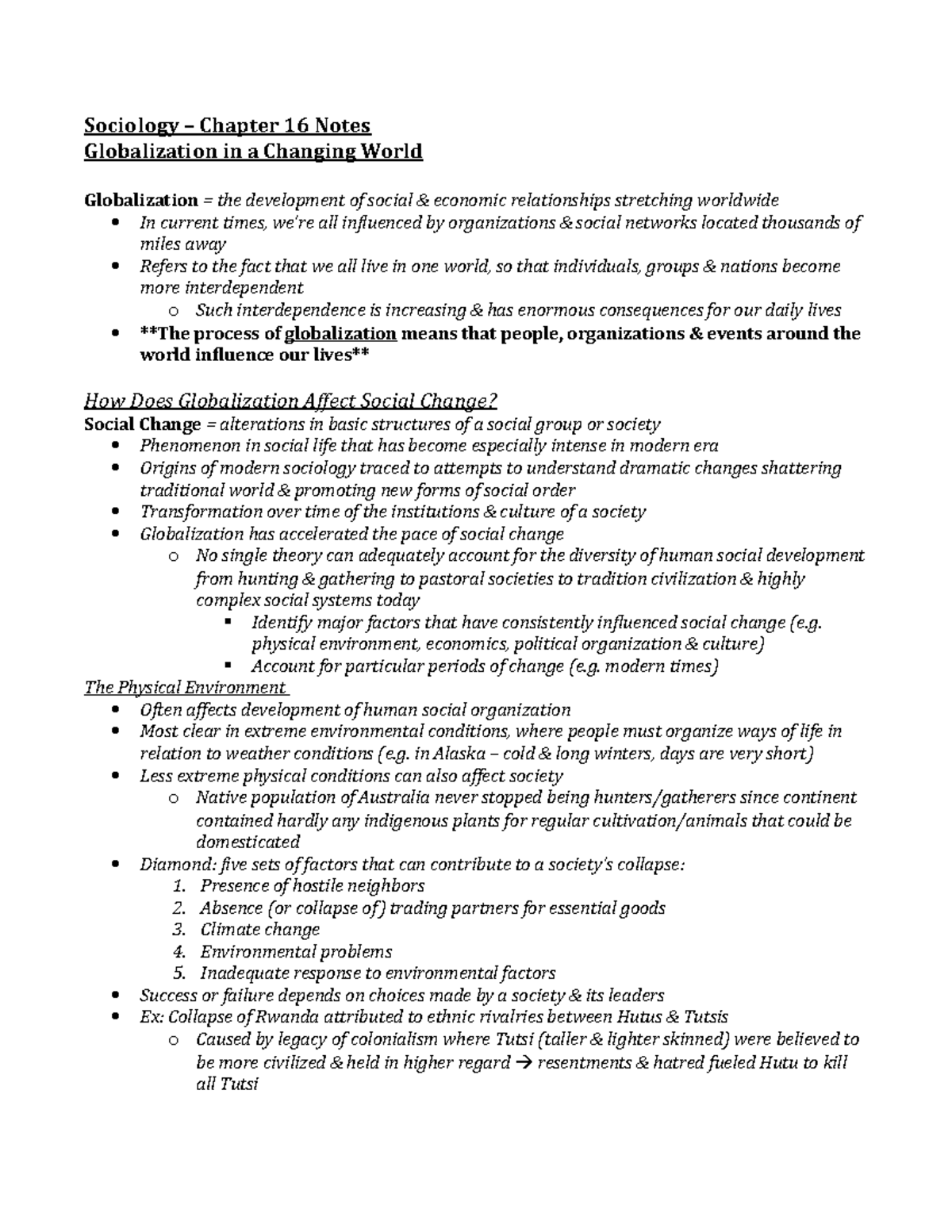 Sociology – Chapter 16 Notes - Sociology – Chapter 16 Notes ...