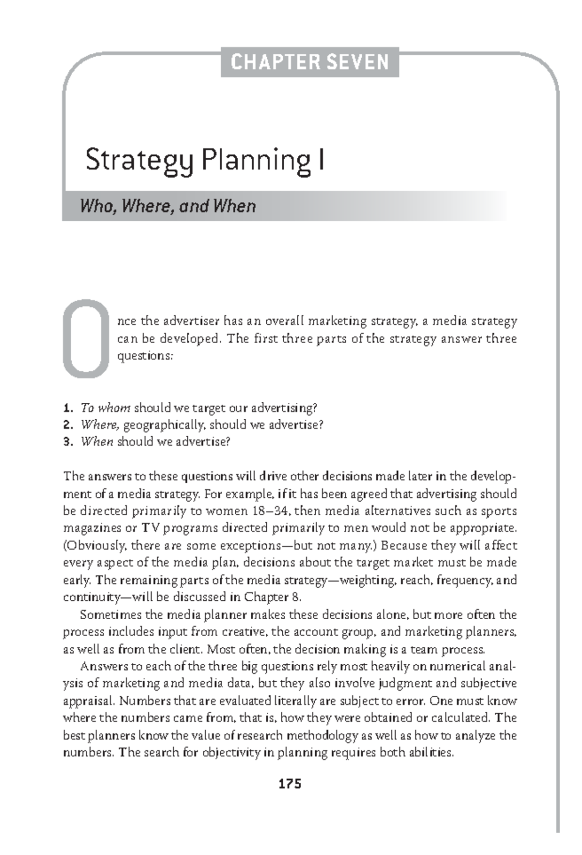 CHƯƠNG 7 - 175 CHAPTER SEVEN Strategy Planning I Who, Where, and When O ...