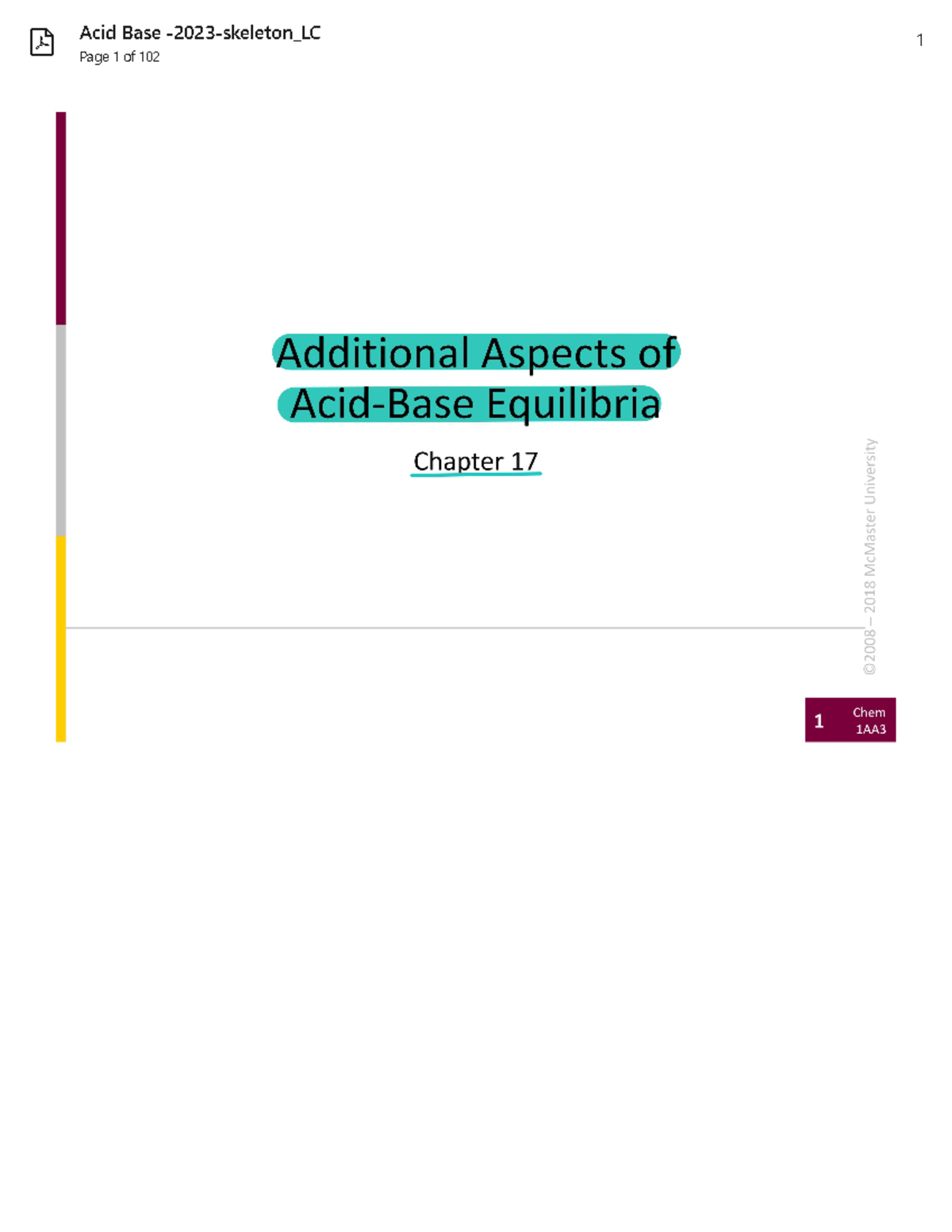 Unit 1 - Acids Bases II - Chem 1Aa3 - 1 Unit 1 - Acid Base Learning ...