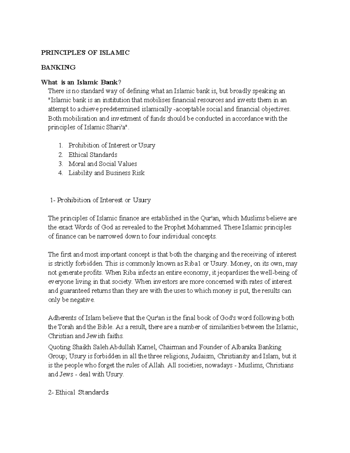 Principles OF Islamic Banking - PRINCIPLES OF ISLAMIC BAN K IN G What is an Islamic Bank? There ...