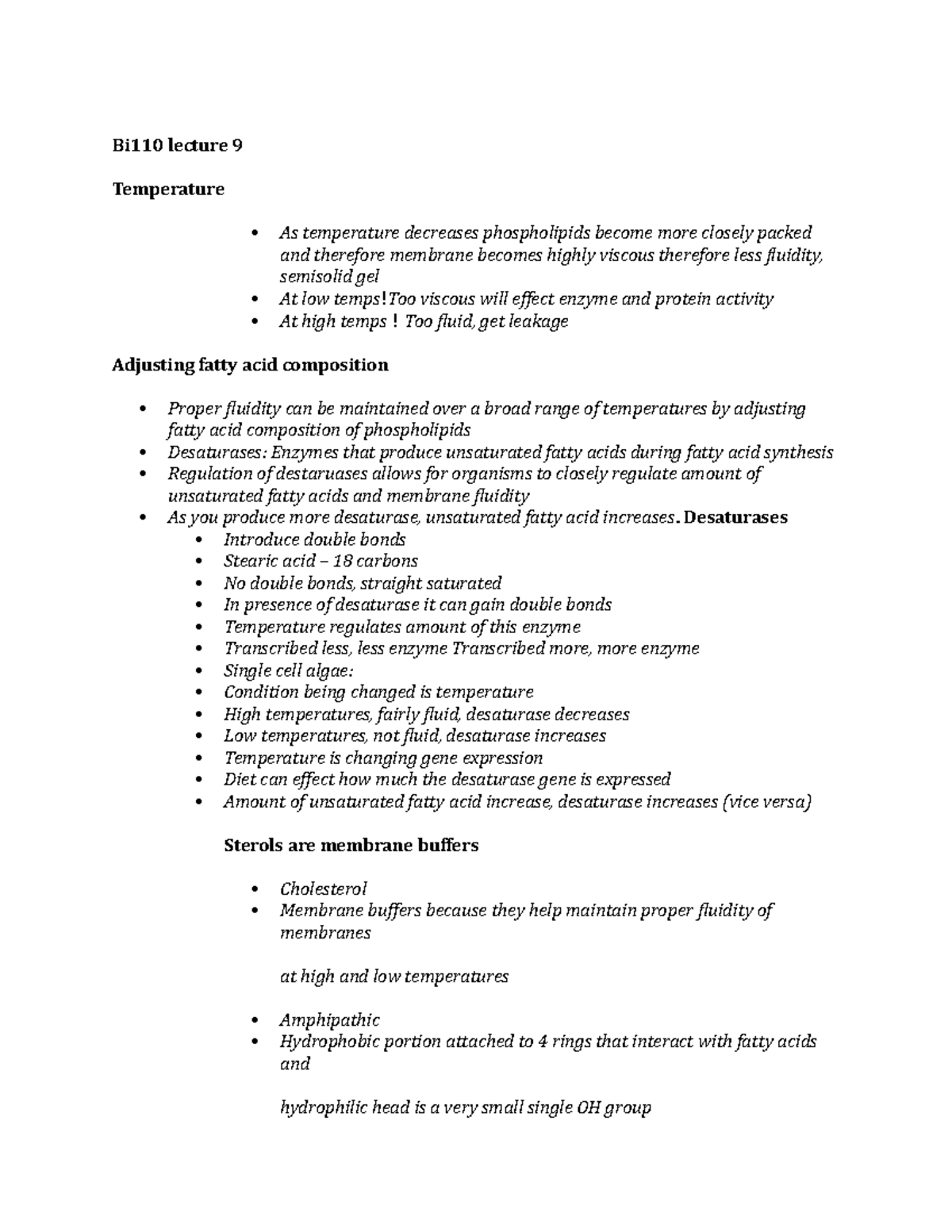 Bi110 lecture 9 copy 2 - business notes - Bi110 lecture 9 Temperature ...