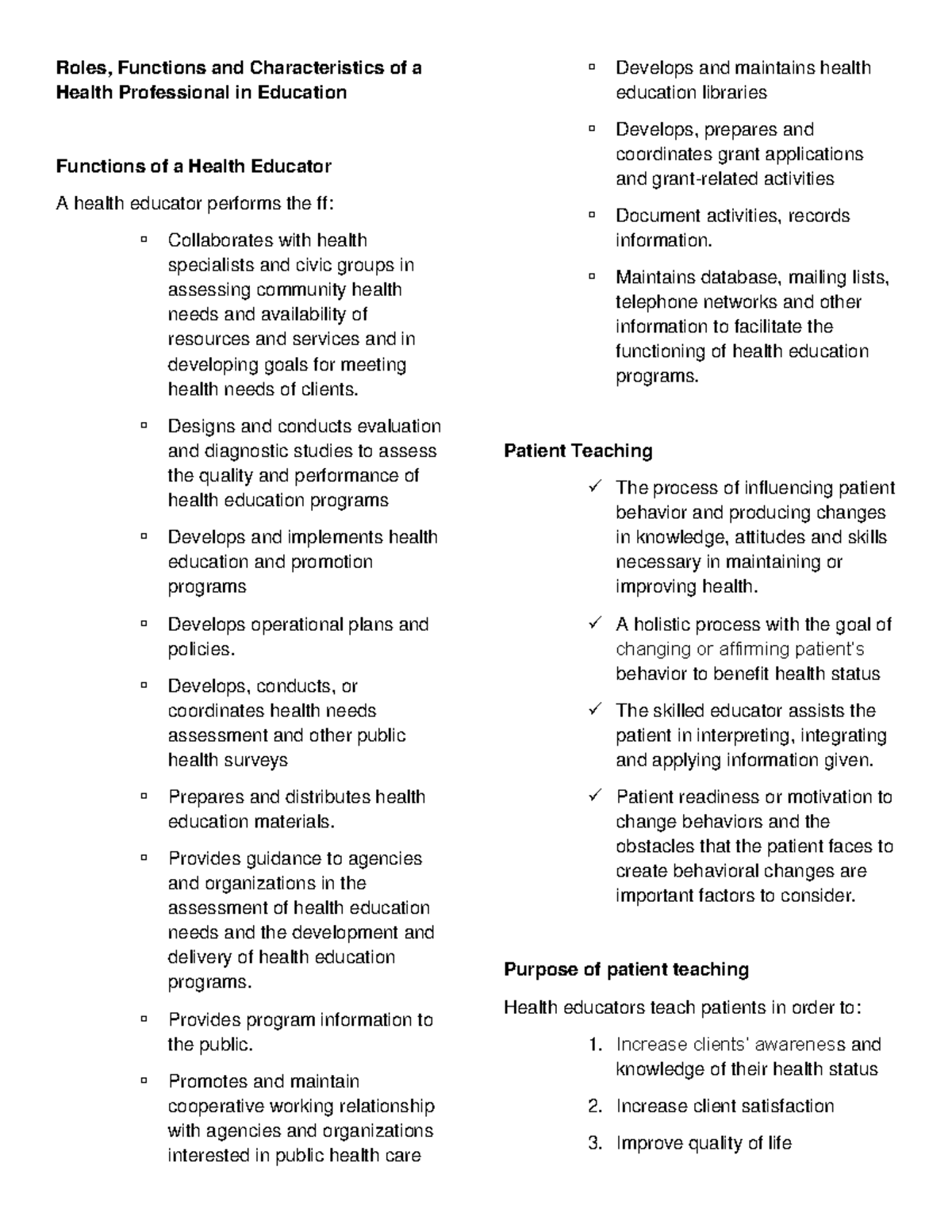 4 - Roles PART 2 notesss - Roles, Functions and Characteristics of a ...