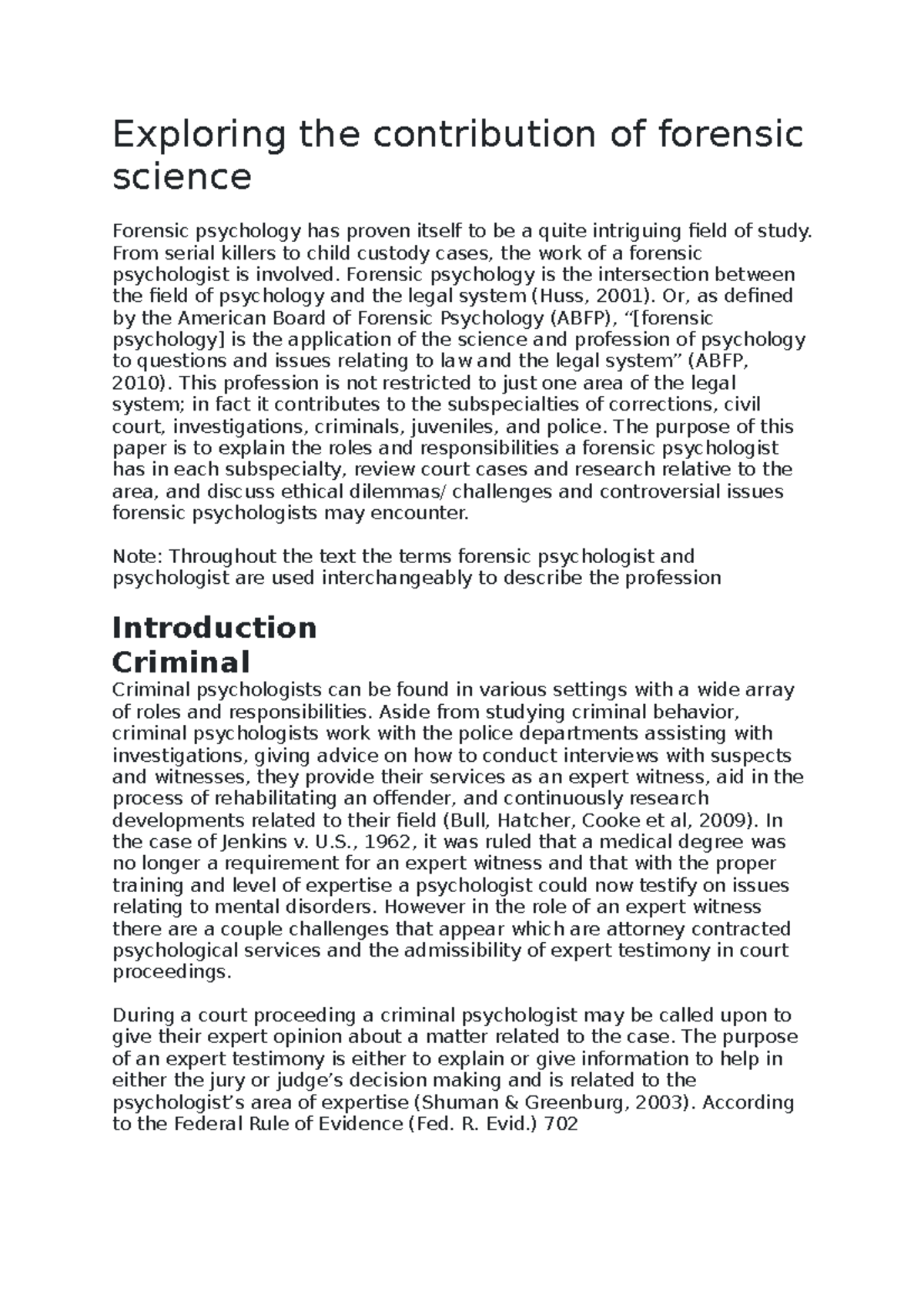 Exploring the contribution of forensic science - Exploring the ...