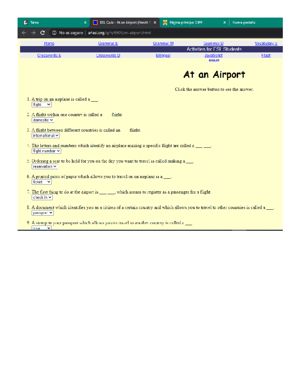 2017 1031414 At an Airport Quiz - Ingles 3 - Studocu