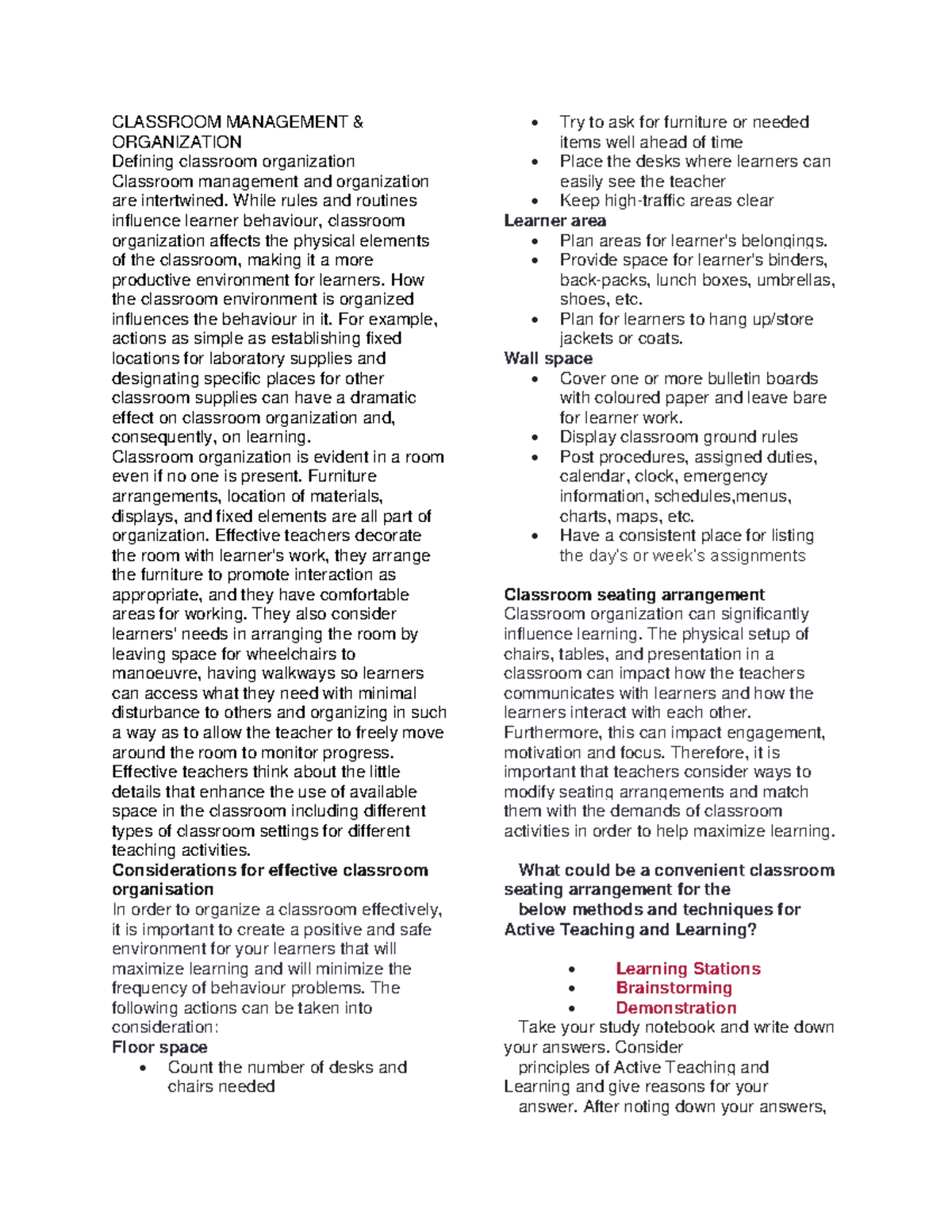 Classroom Management - CLASSROOM MANAGEMENT & ORGANIZATION Defining ...