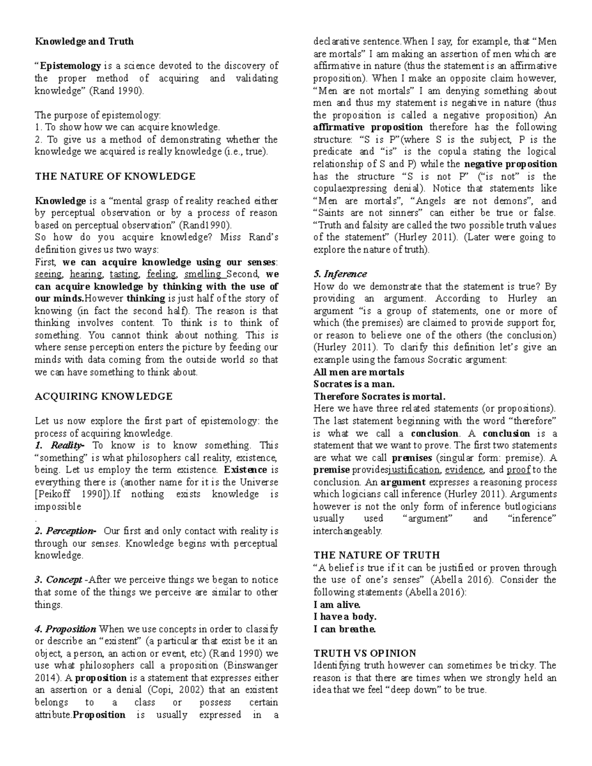 Knowledge and Truth - NSJSJSSHSHNNM - Knowledge and Truth “Epistemology ...