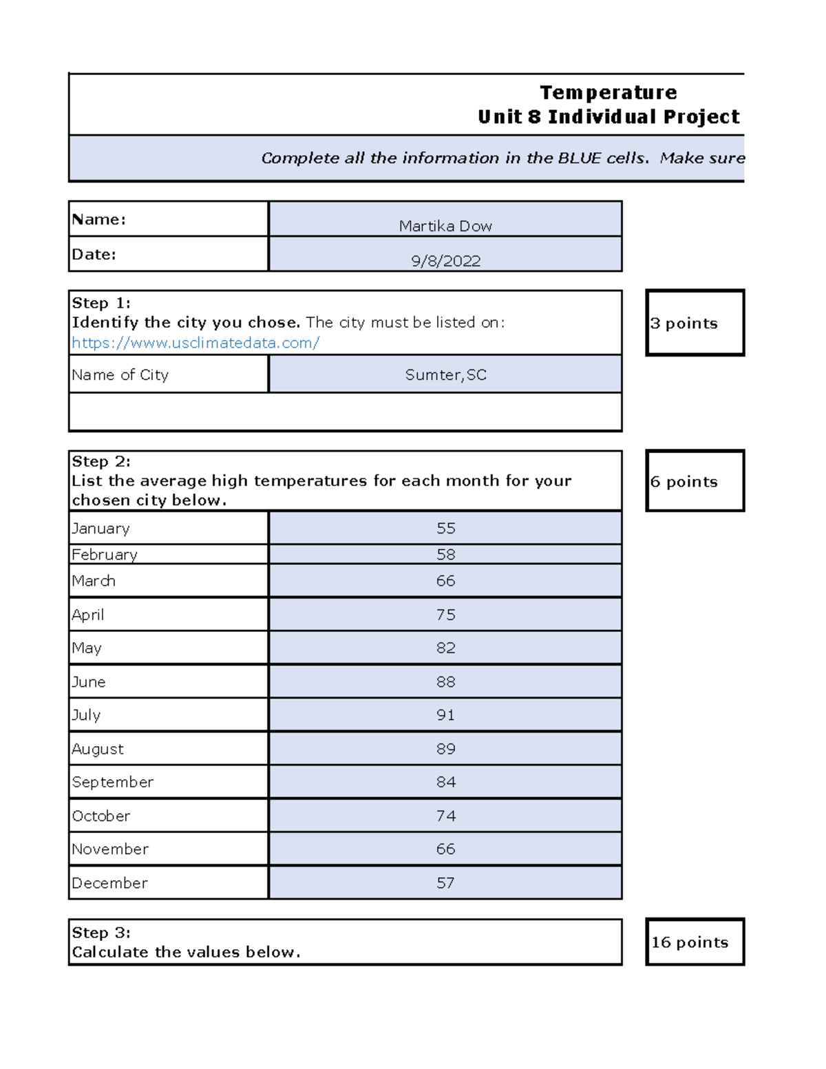 $$$MATH125 U8 IP Problem Set 2105D copy copy - Name: Martika Dow Date: 9/8/ 3 points Name of ...