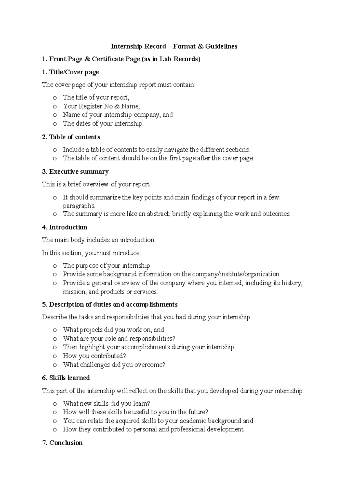 Updated Internship-Guidelines - Internship Record – Format & Guidelines ...