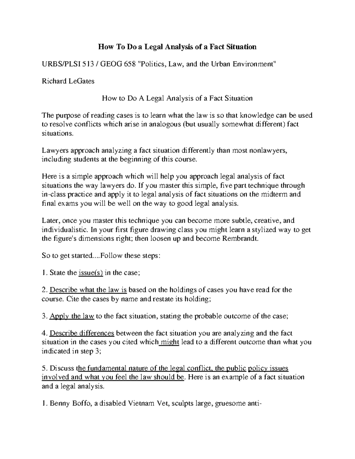 Legal analysis of fact situation - How To Do a Legal Analysis of a Fact ...