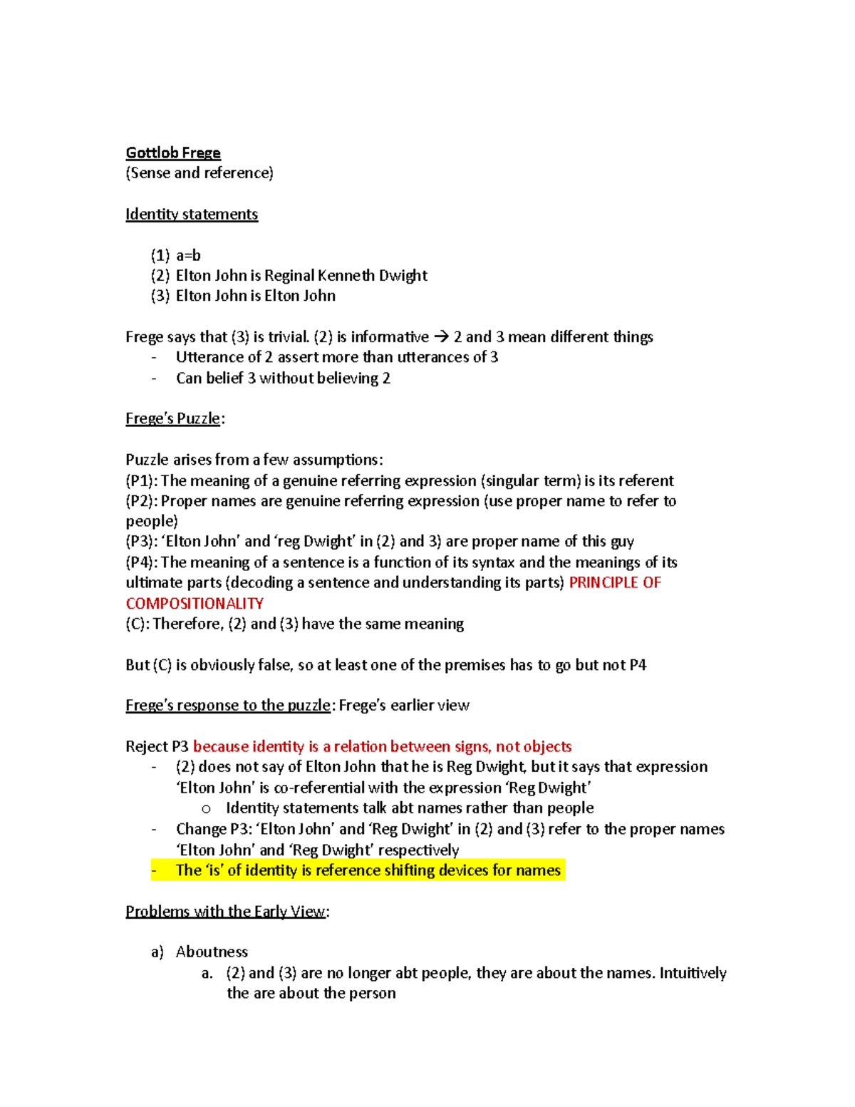 Philosophy of Language - Gottlob Frege (Sense and reference) Identity ...