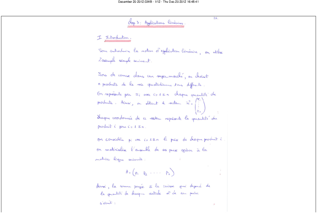 Chap3 Application lineaire etudiant 1 - Maths & Statistics - Studocu