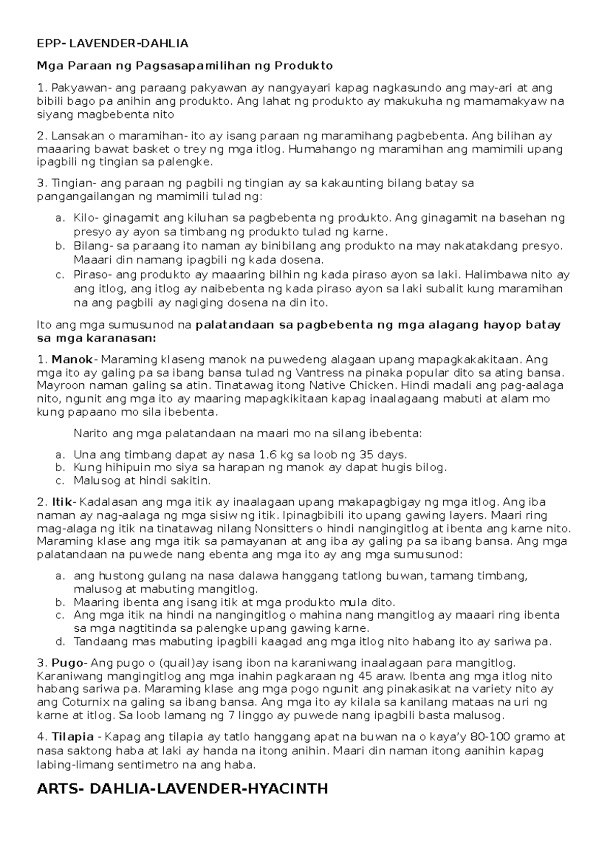 Gawain-Mapeh-EPP - NOTES - EPP- LAVENDER-DAHLIA Mga Paraan ng ...