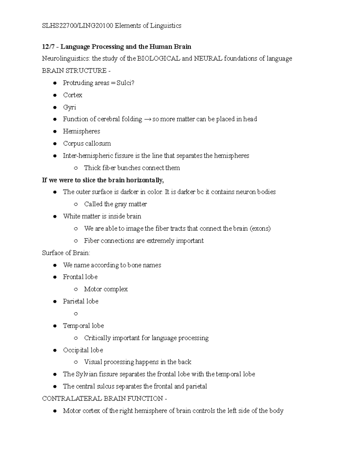 SLHS 227 - Language Processing and the Human Brain - 12/7 - Language ...