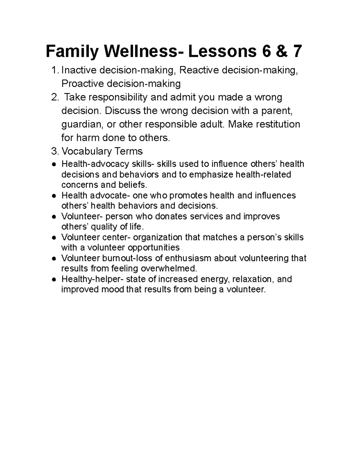 Family Wellness- Lessons 6 7 - Take responsibility and admit you made a ...