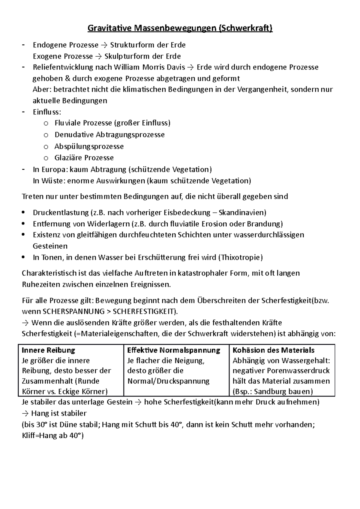 Gravitative Massenbewegungen - nach vorheriger Eisbedeckung ...