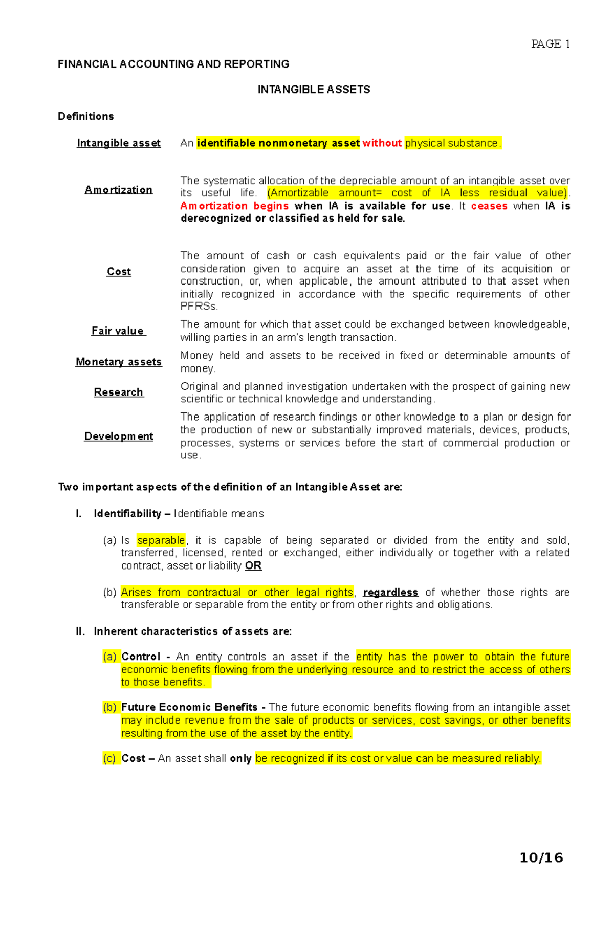 #23 Intangible Assets (Notes for 6208) - FINANCIAL ACCOUNTING AND ...