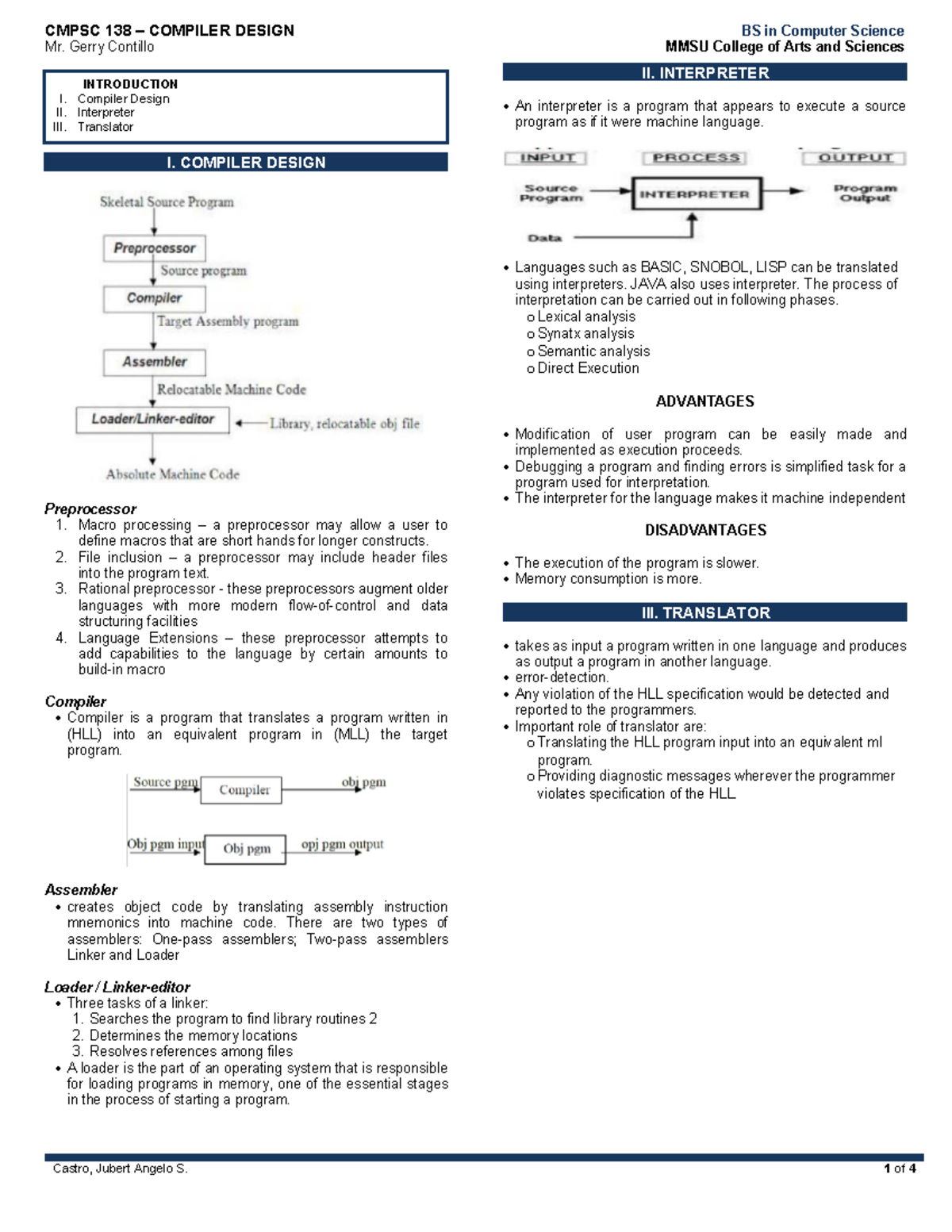 Notes Cmp Sc 138 - .gnd - Mr. Gerry Contillo MMSU College of Arts and ...