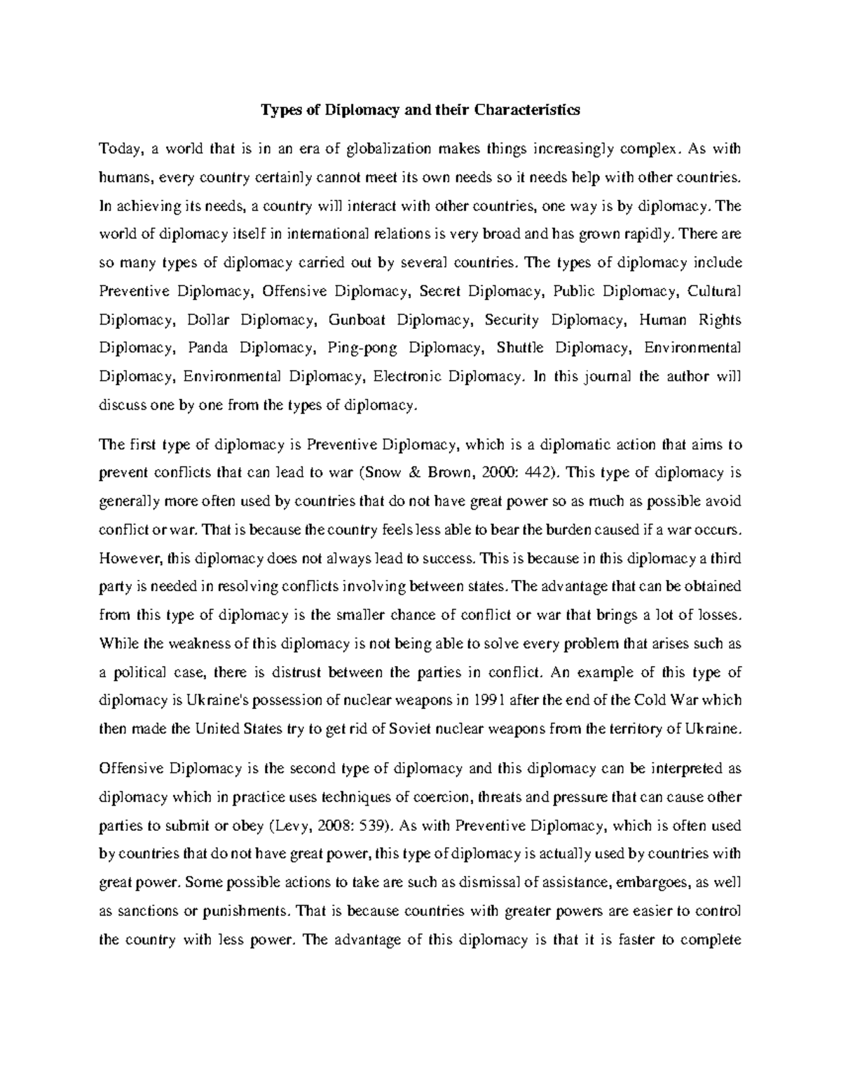 Types of Diplomacy and their Characteristics - As with humans, every ...