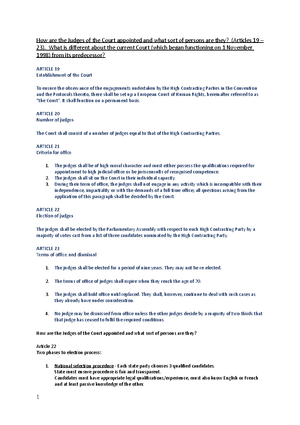 Article 2 Lecture Notes (detailed) - Article 2(1) – Right to Life Most ...