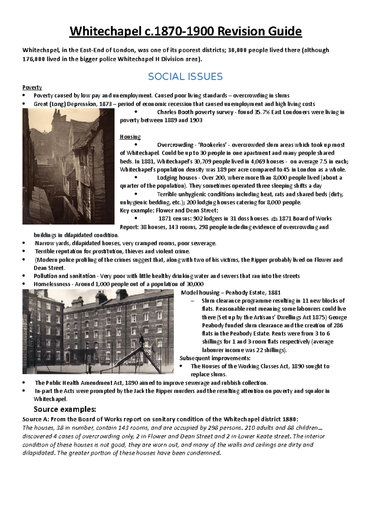 Whitechapel Revision Guide - with images - Whitechapel c-1900 Revision ...