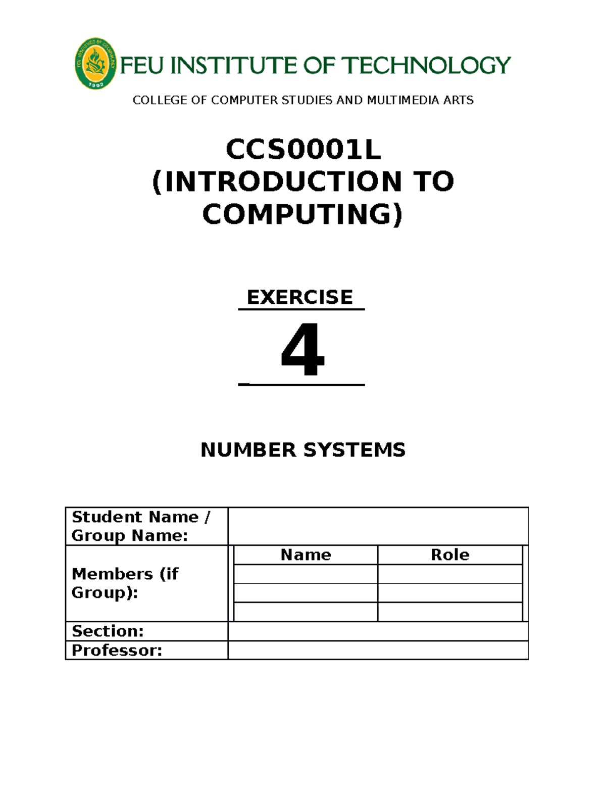 M4 Technical Number System - COLLEGE OF COMPUTER STUDIES AND MULTIMEDIA ...