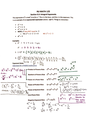 MQ1. Exponents and radicals Practice - MTH 116 - Studocu